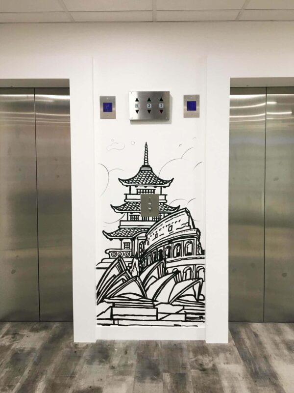 AG2R La Mondiale • Fresque en noir et blanc dans les bureaux